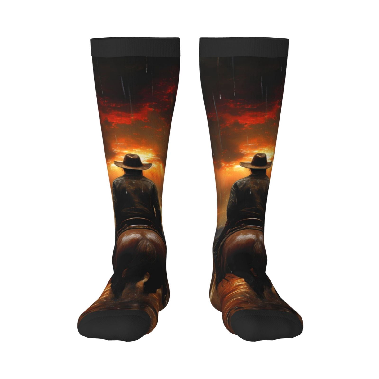 Naloa Western Rainy Desert Cowboy Thigh High Socks Extra Long Stretchy ...