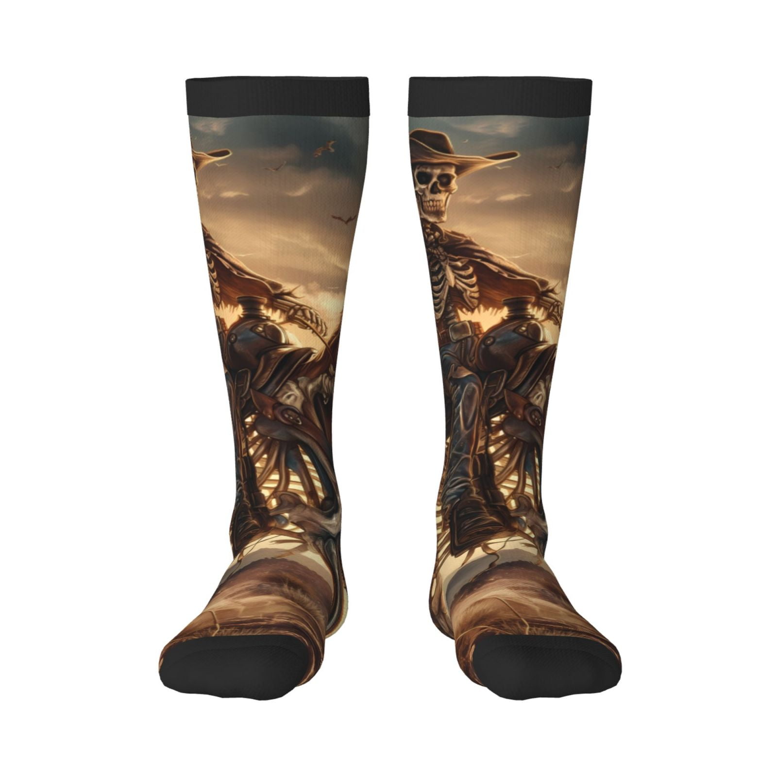Naloa Western Skeleton Cowboy Horse Thigh High Socks Extra Long ...