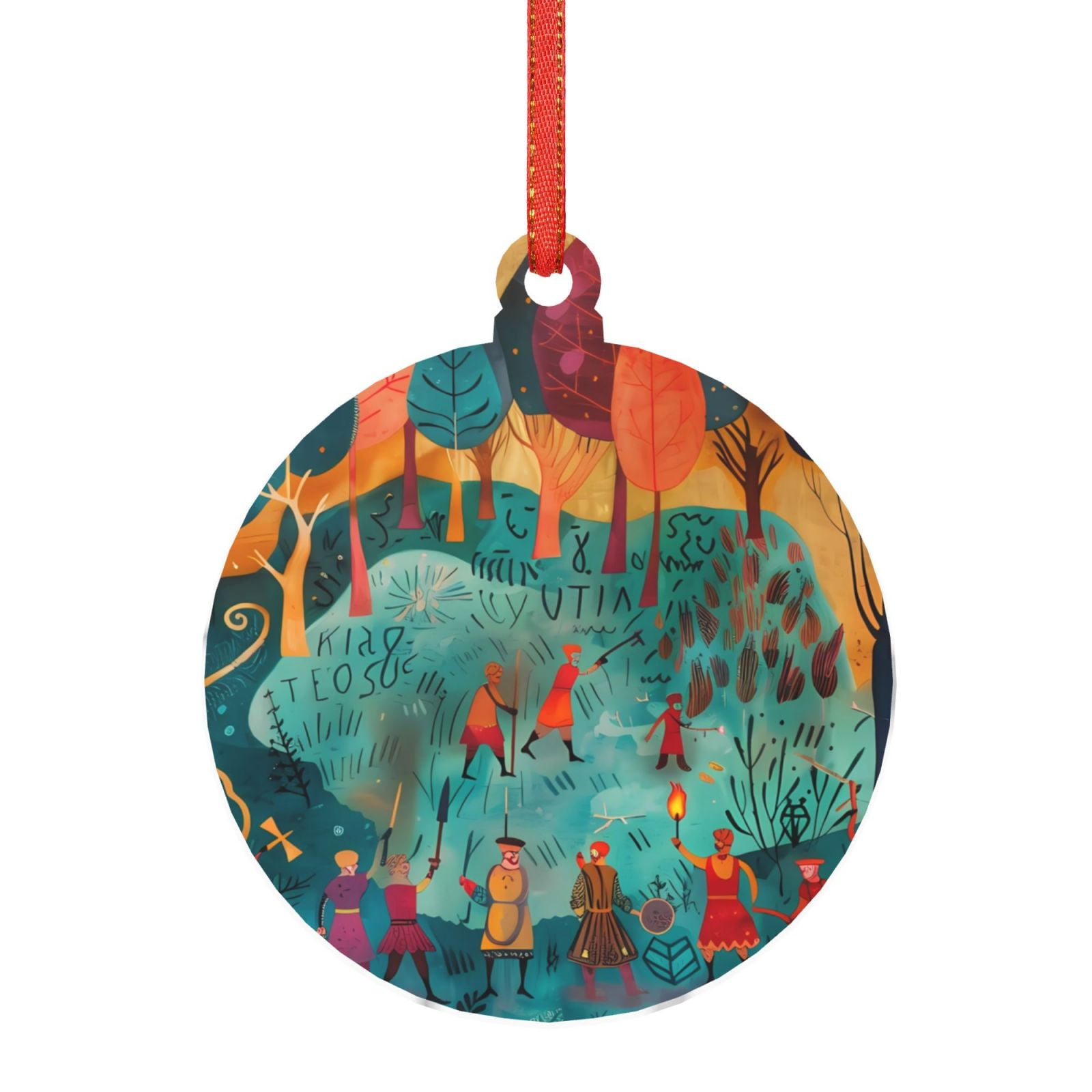 Naloa Whimsical Forest Scene Acrylic Santa Tree Decorations Christmas ...