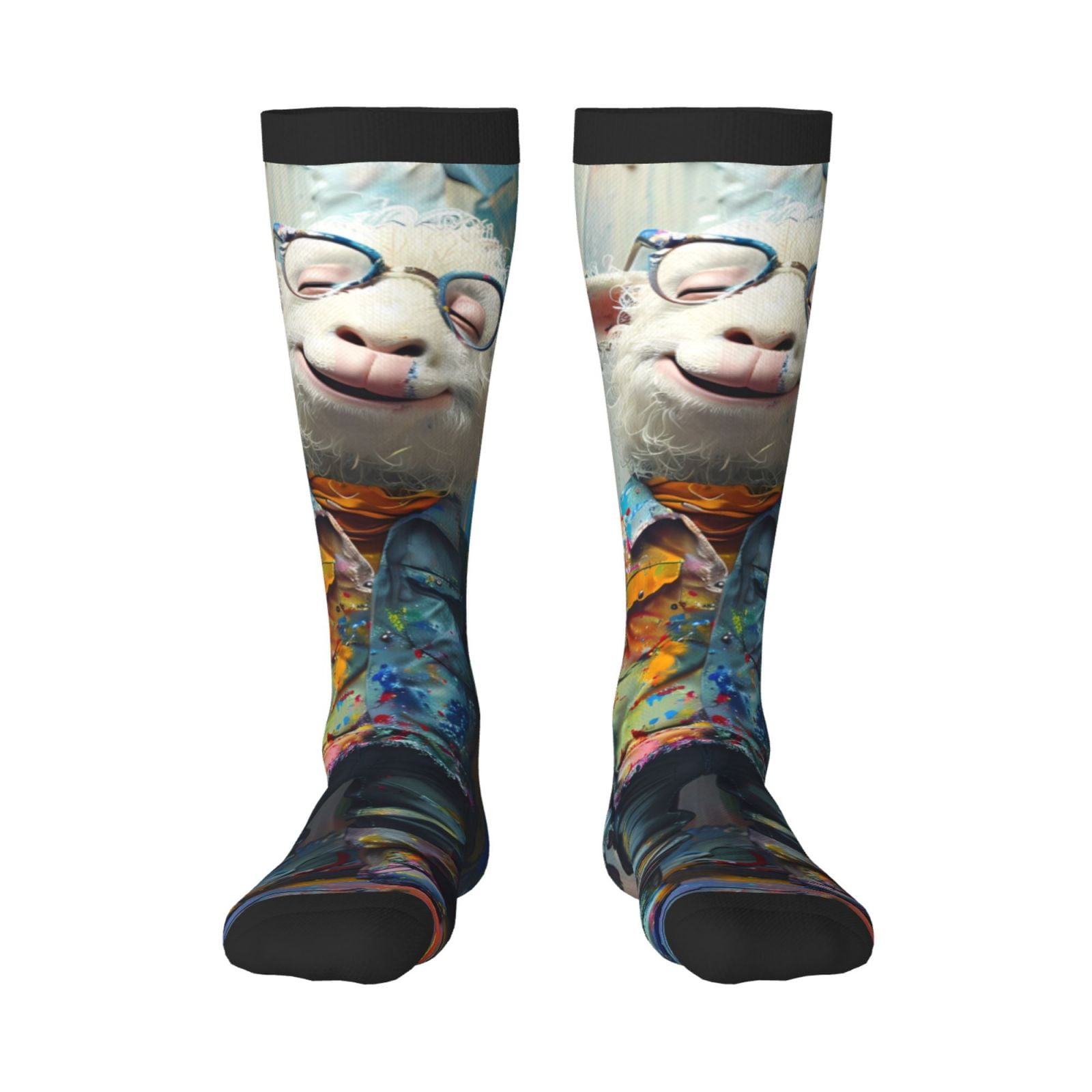 Naloa Whimsical Goat Artist Knee Socks, High Socks Long Stretchy Sock ...