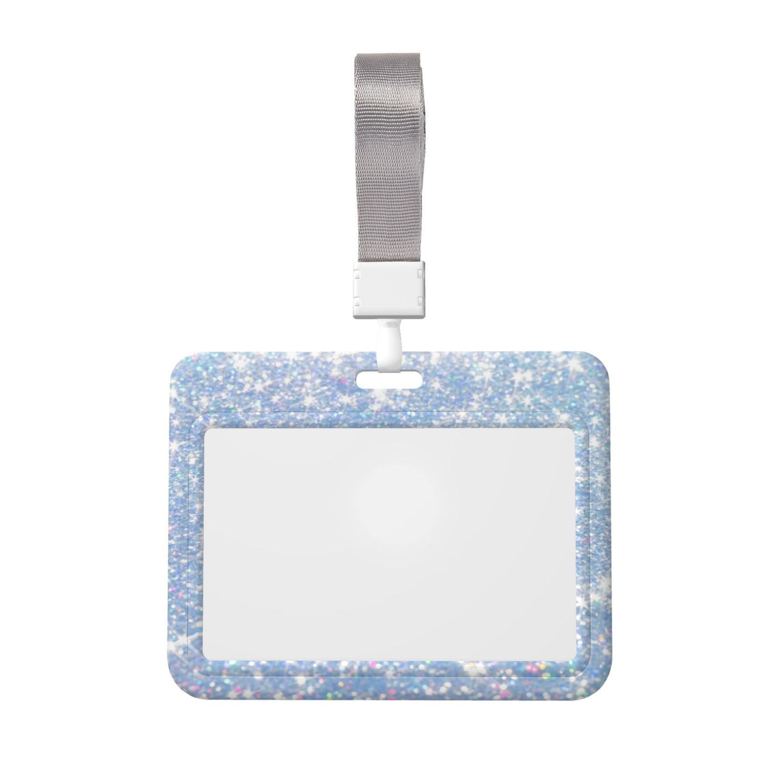 Naloa White Bule Glitter Card Badge Holder Work Badge Sleeve for Office ...
