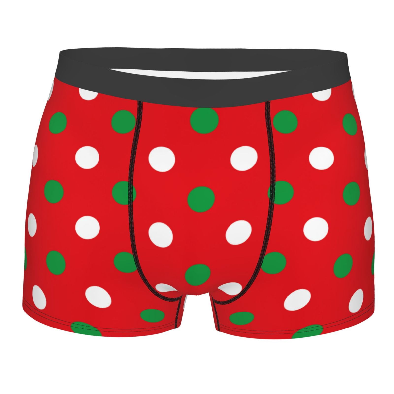Naloa White and Green Polka Dot Print Mens Underwear - Boxers for Men ...