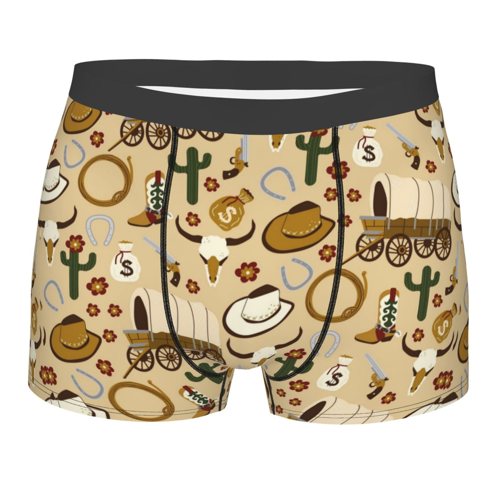 Naloa Wild West Cowboy Print Mens Underwear - Boxers for Men, Classic ...