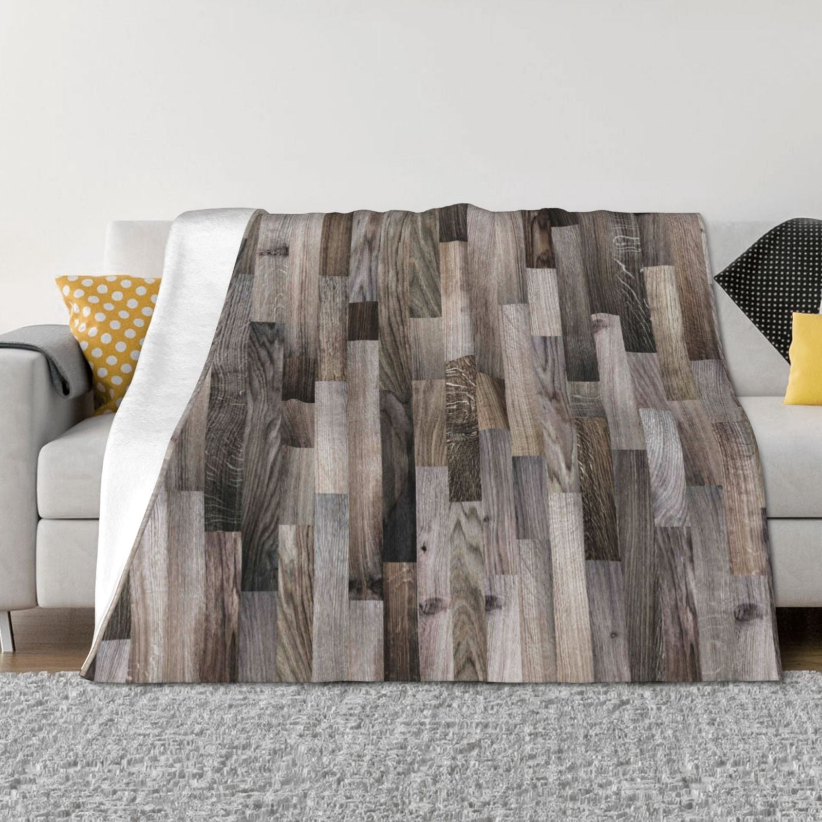 Naloa Wooden Texture Flannel Blankets - Thick and Warm Blanket for ...
