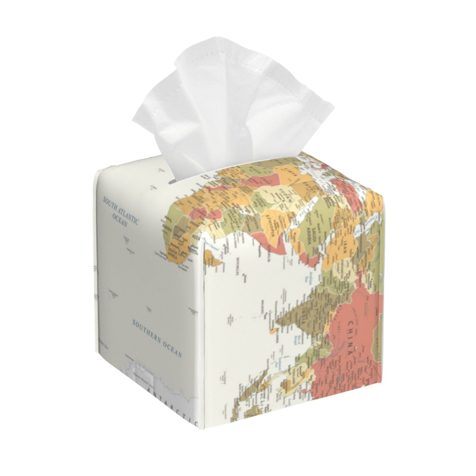 Naloa World Map 1 Tissue Box Cover Leather Tissue Holder Square Facial ...