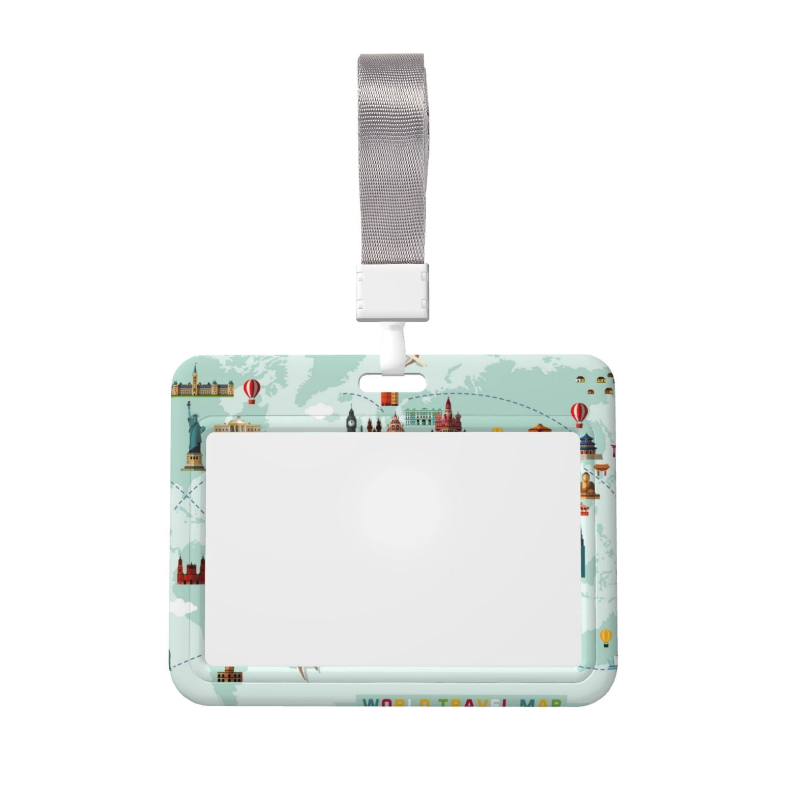 Naloa World Travel Map Card Badge Holder Work Badge Sleeve for Office ...