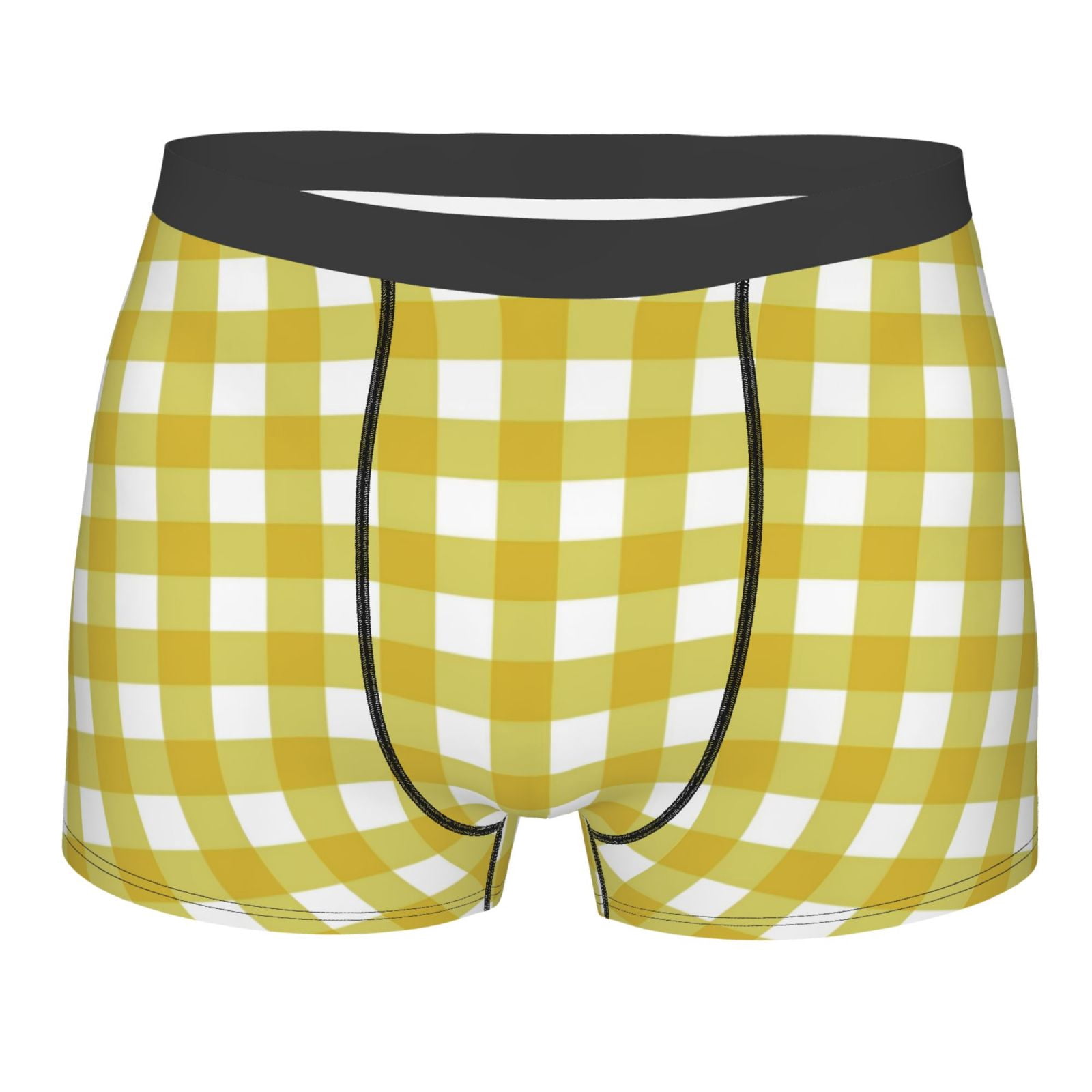 Naloa Yellow Checkboard Print Mens Underwear - Boxers for Men, Classic ...