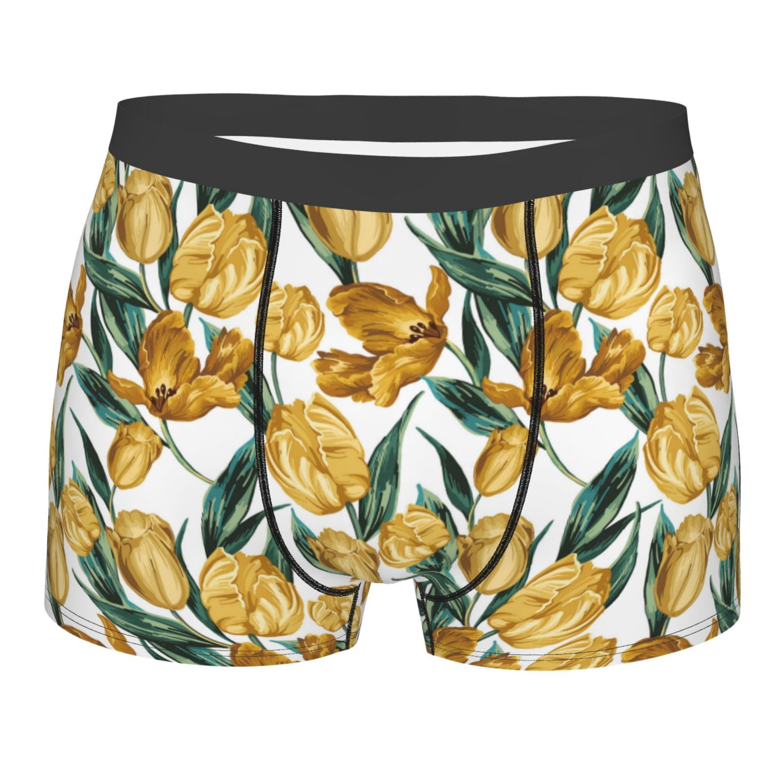Naloa Yellow Tulips Print Mens Underwear - Boxers for Men, Classic ...