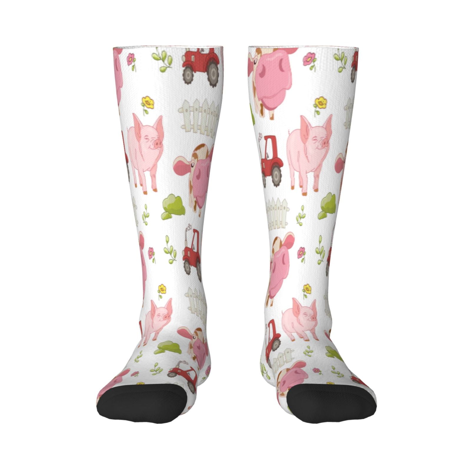 Naloa a cow and a pig Knee Socks, High Socks Long Stretchy Sock Women ...