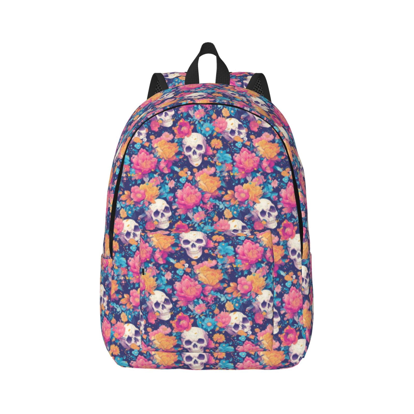Naloa colorful Skull flower daisy Canvas Backpack for Men Women ...