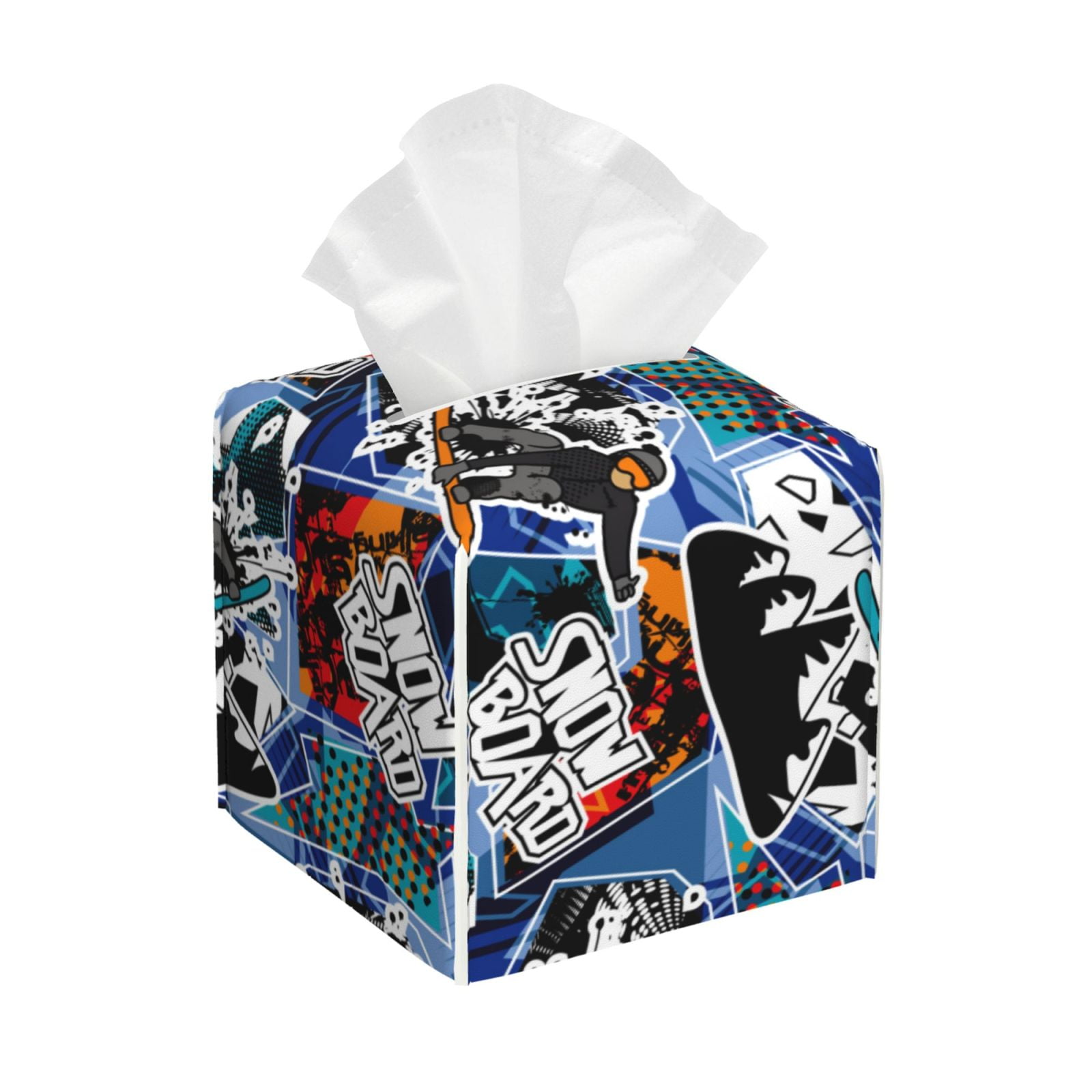 Naloa colorful snow board Tissue Box Cover Leather Tissue Holder Square ...