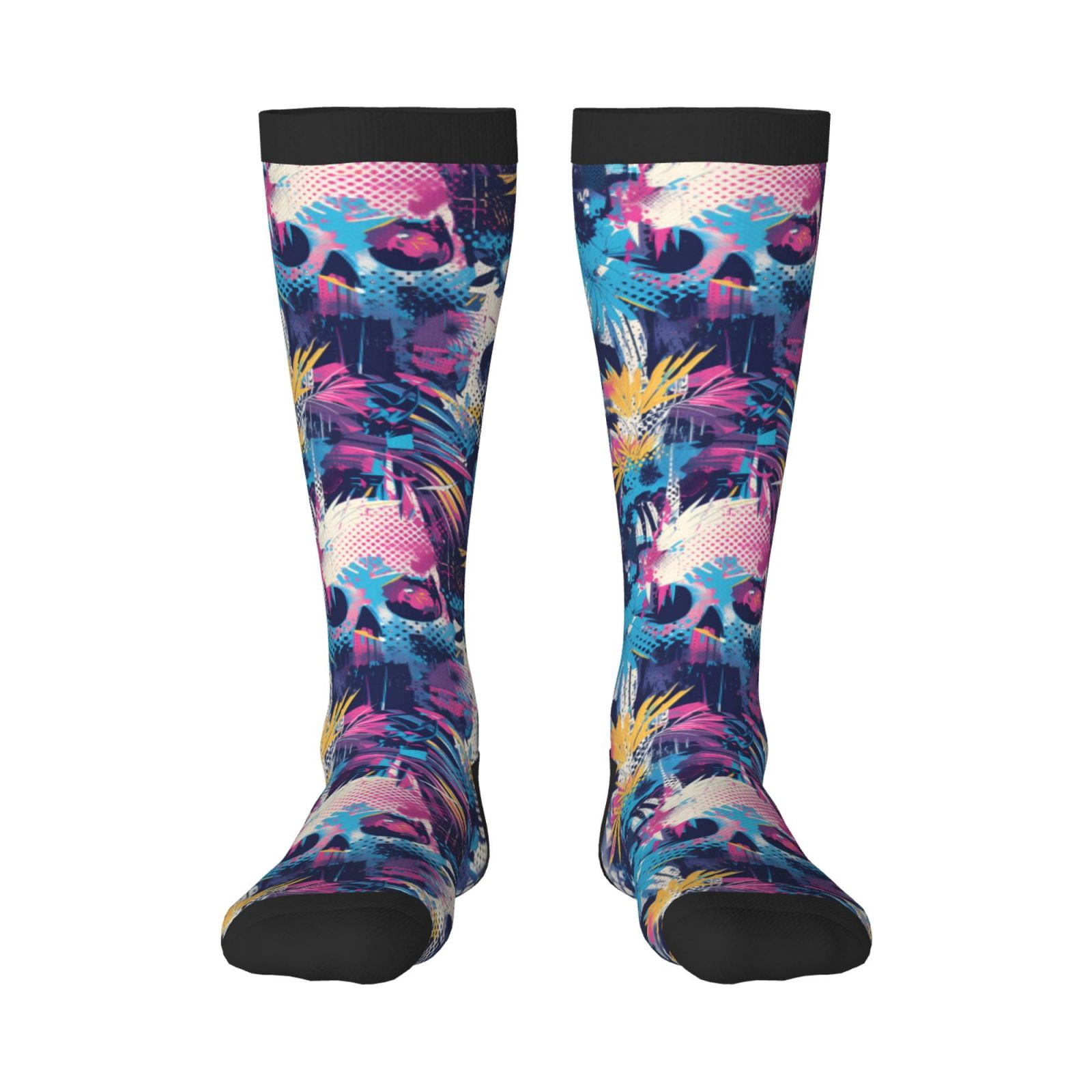 Naloa cool Skull colorful Thigh High Socks Extra Long Stretchy Sock ...