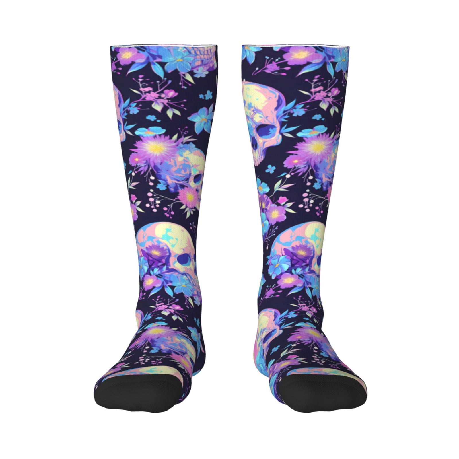 Naloa cool flower Skull Thigh High Socks Extra Long Stretchy Sock Women ...