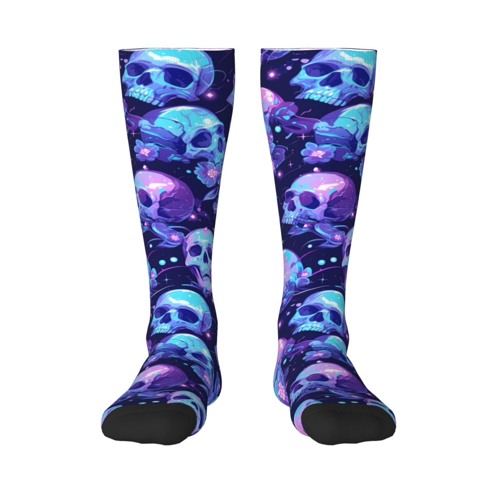 Naloa crystal Skull flower star Thigh High Socks Extra Long Stretchy ...
