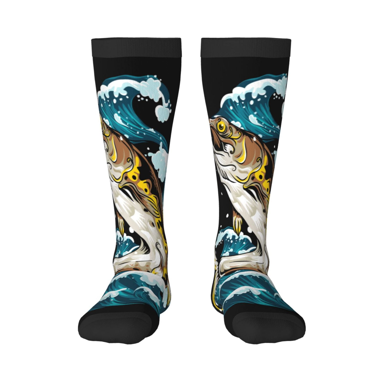 Naloa green salmon fish Knee Socks, High Socks Long Stretchy Sock Women ...