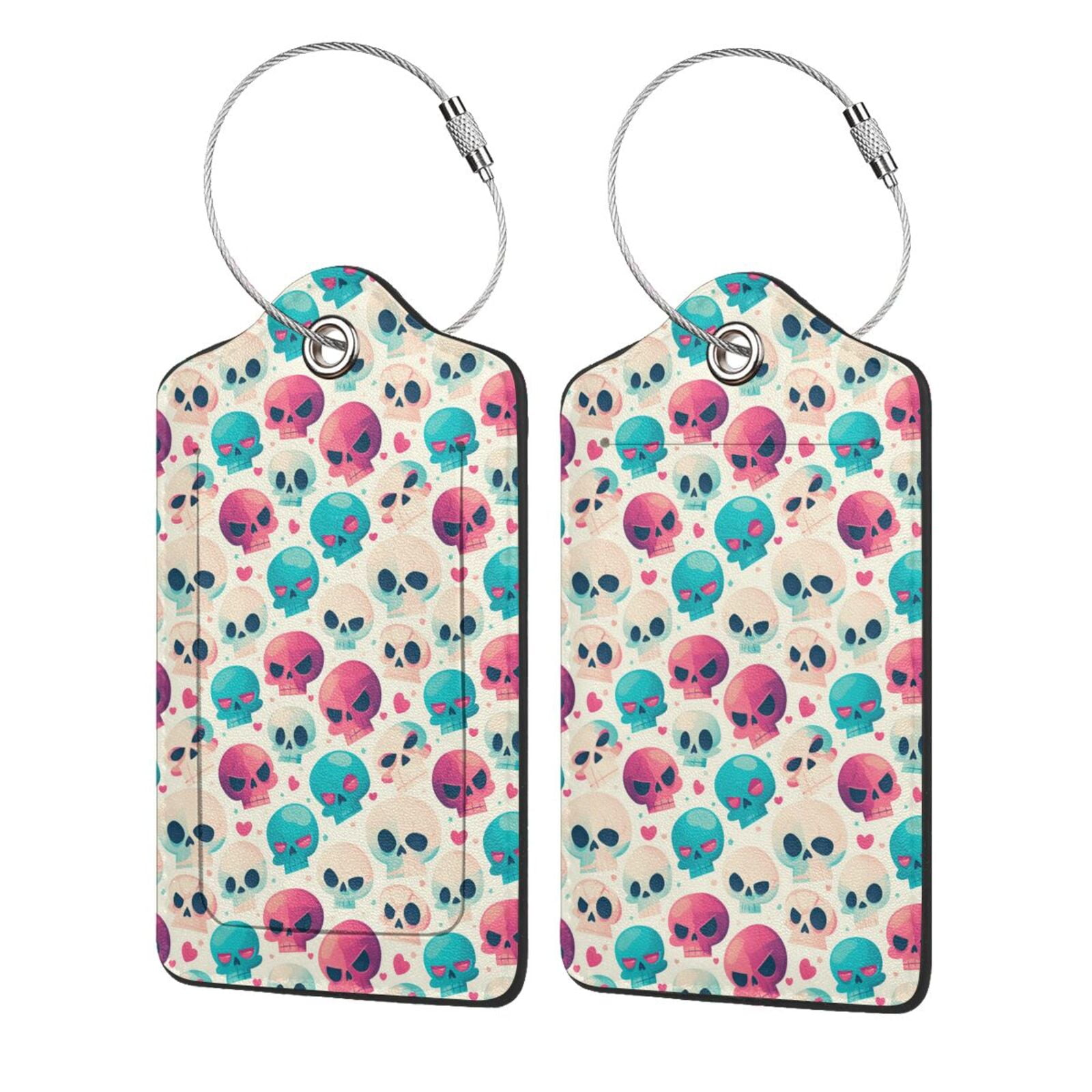 Naloa heart Skull cute Luggage Tag for Suitcase Leather Baggage Tag ...