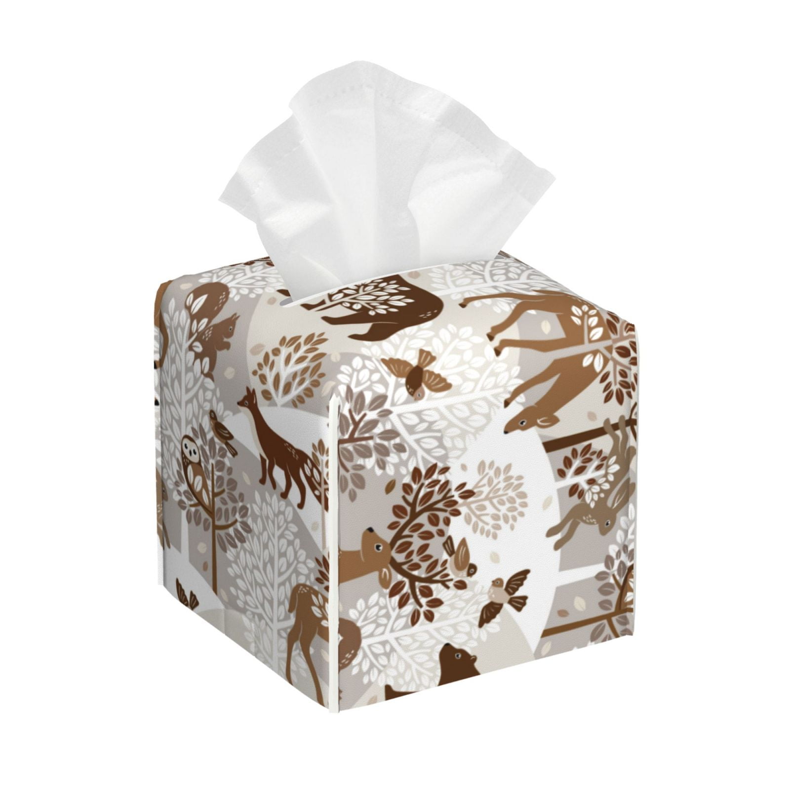 Naloa leaf Moose fox owls tree Tissue Box Cover Leather Tissue Holder ...