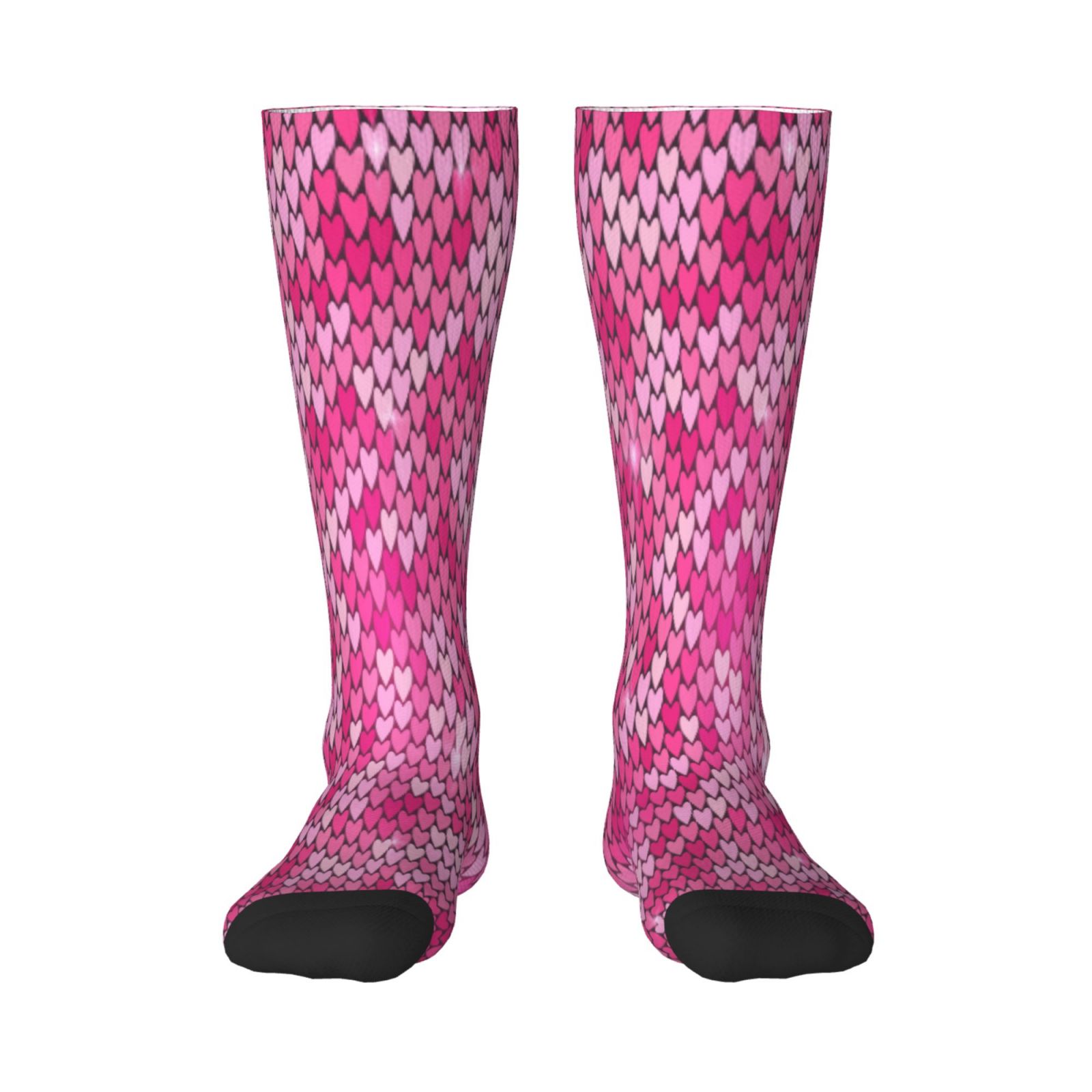 Naloa shiny with pink heart Knee Socks, High Socks Long Stretchy Sock ...