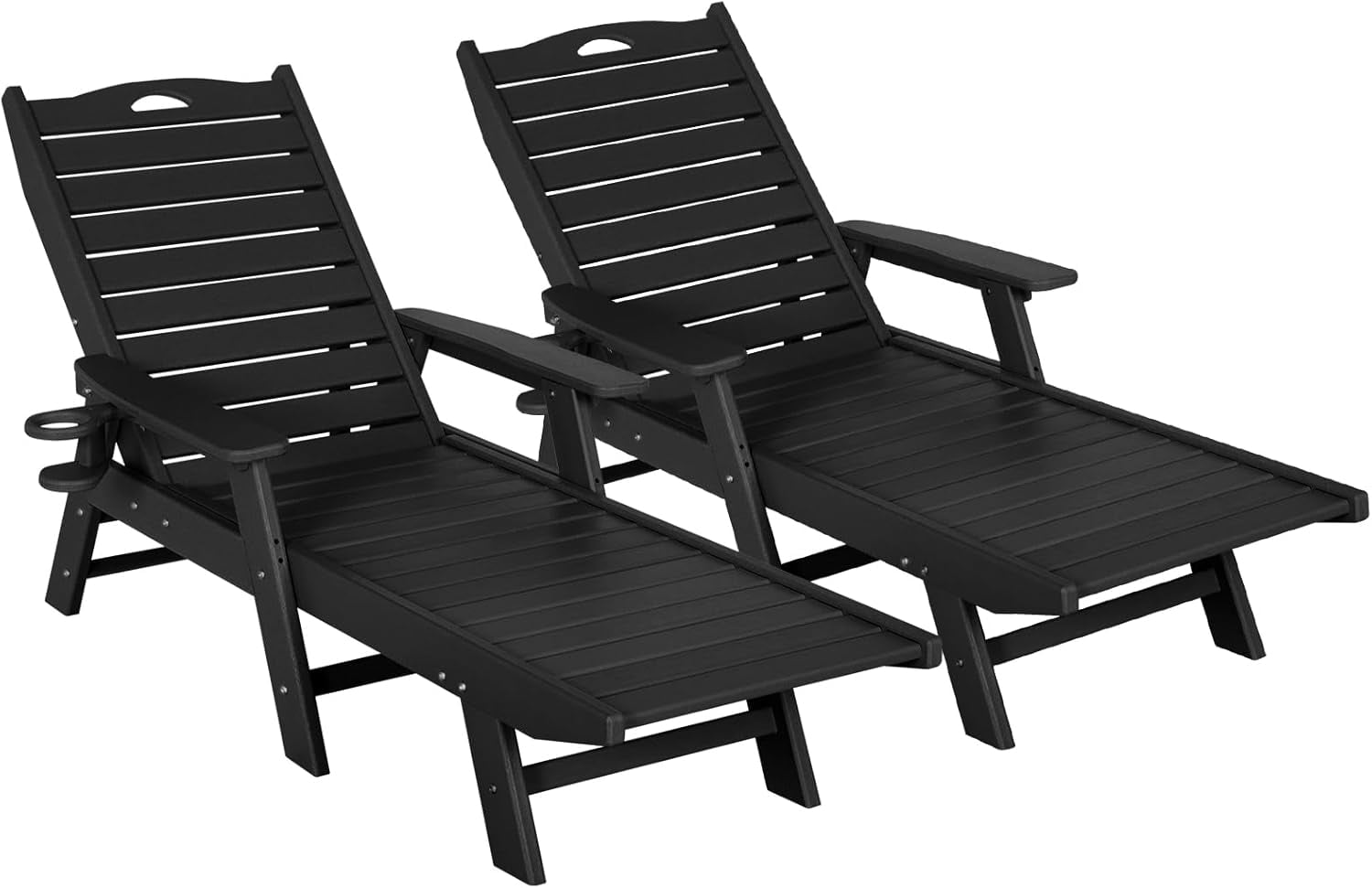 Nalone 2 Sets Chaise Lounge Outdoor 5-Position Adjustable, Pool HDPE ...