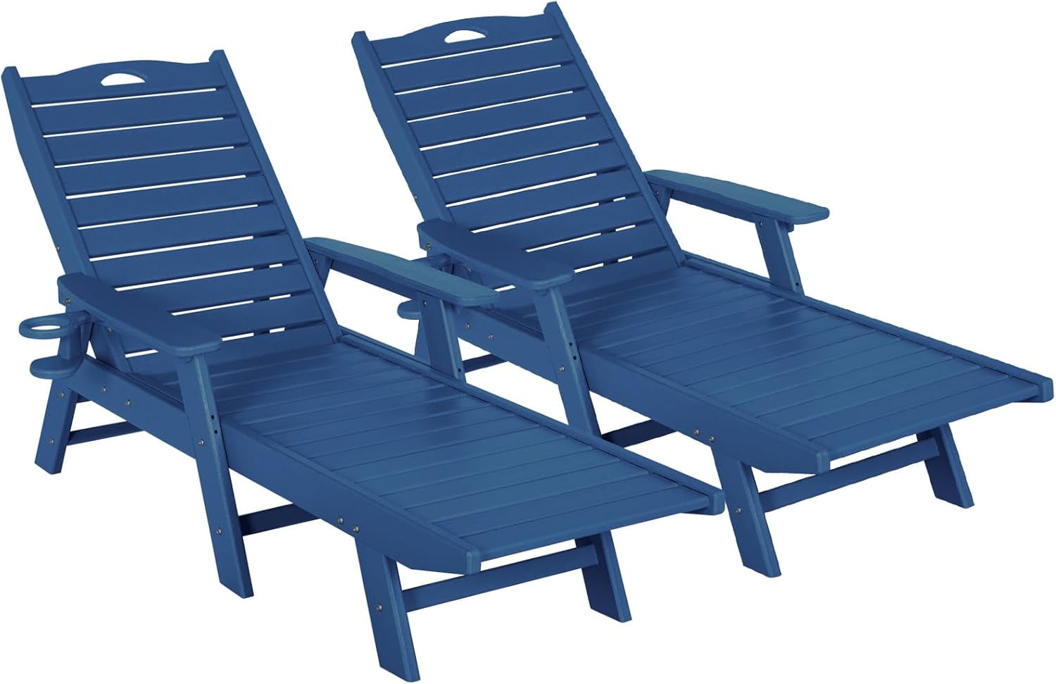 Nalone 2 Sets Chaise Lounge Outdoor 5-Position Adjustable, Pool HDPE ...