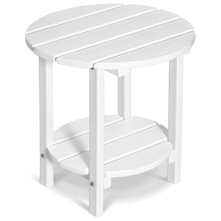 GDF Studio Modern Round Patio End Table, Lightweight Concrete, Light ...