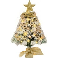 YUETJIN 32 inch Pre-lit Mini Fiber Optic Tabletop Artificial Christmas Tree with LED Starry ...
