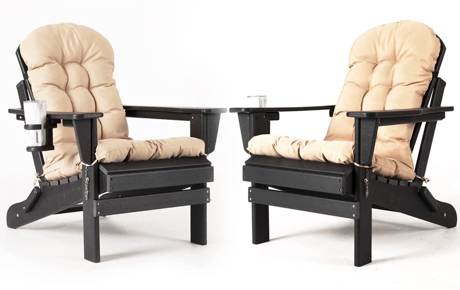 WINSOON All Weather HIPS Adirondack Chair with Cup Holder, Outdoor ...