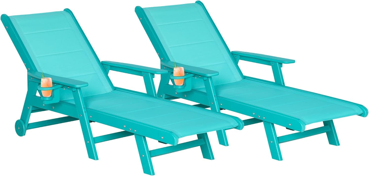 Nalone Outdoor Chaise Lounge Chair Set of 2, Adjustable 5-Position ...