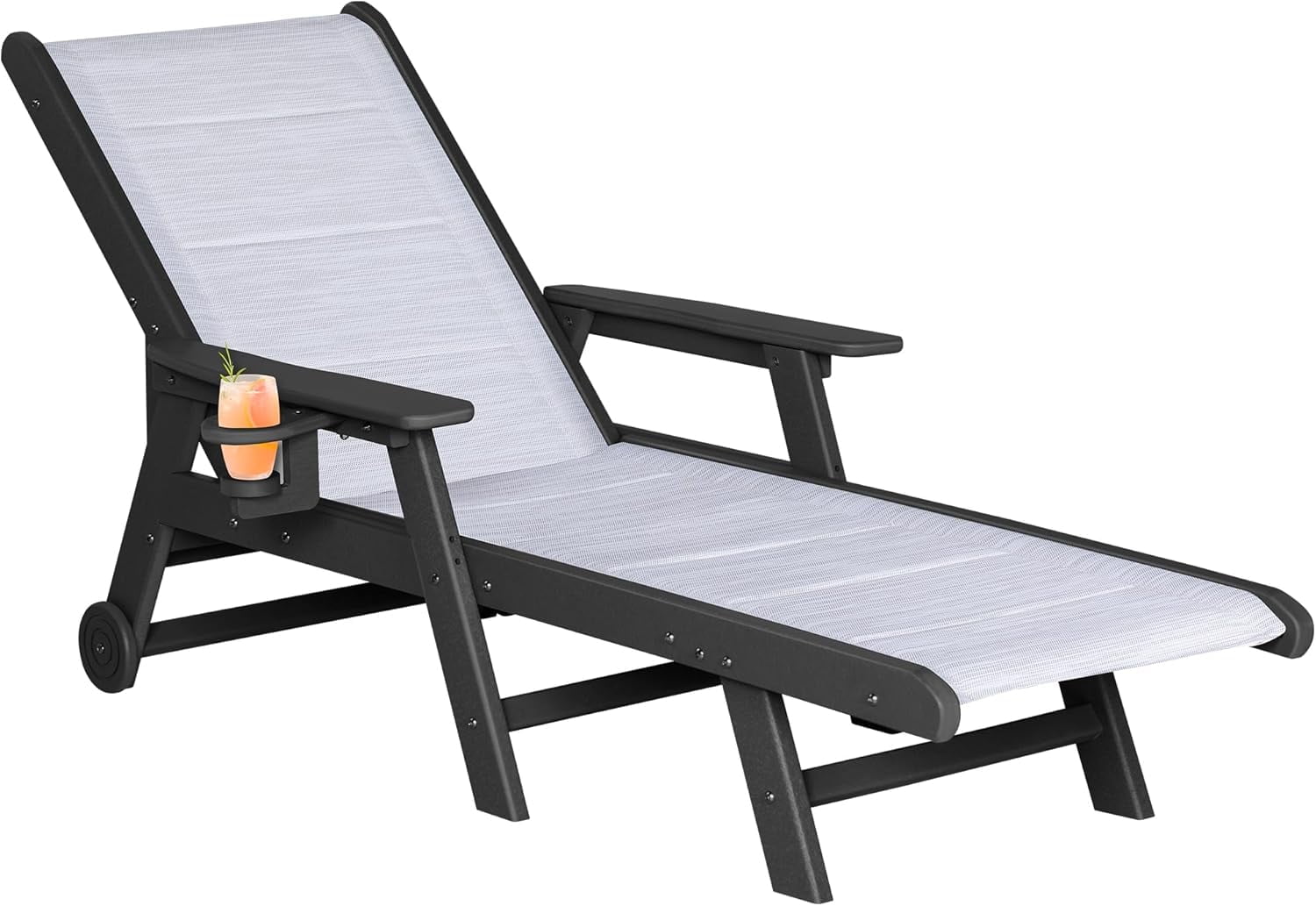 Nalone Outdoor Chaise Lounge Chair with Textilene Surface, 5-Position ...