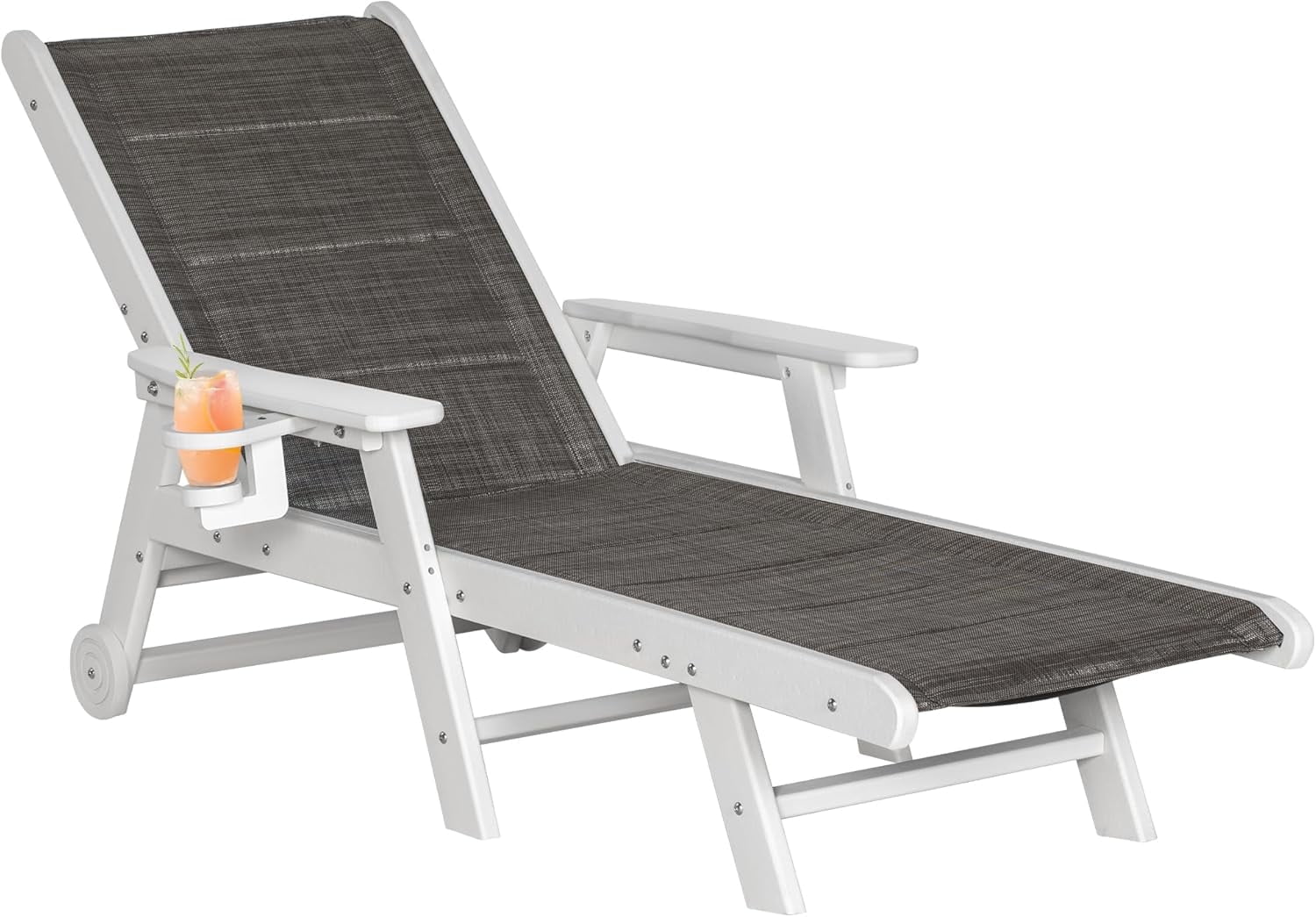 Nalone Outdoor Chaise Lounge Chair with Textilene Surface, 5-Position ...
