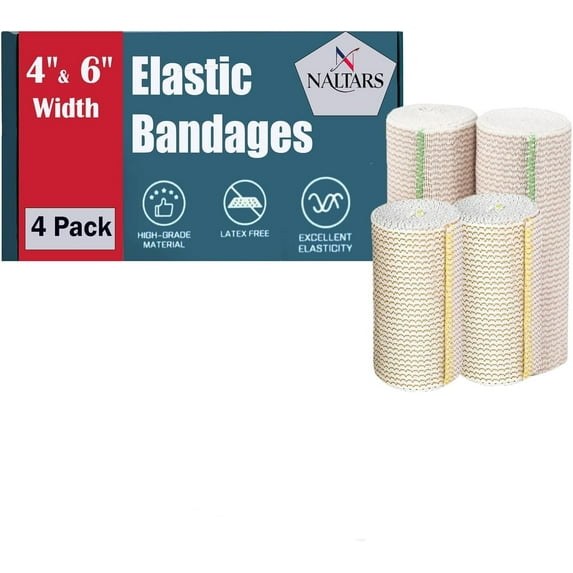 Naltars 4 Packs Cotton Elastic Bandage | Ace Wrap with Velcro 2"(2 ...