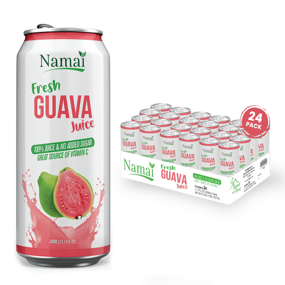 Free Shipping! Namai Pure Pink Guava Juice 10.8 fl oz Can Pack, All ...