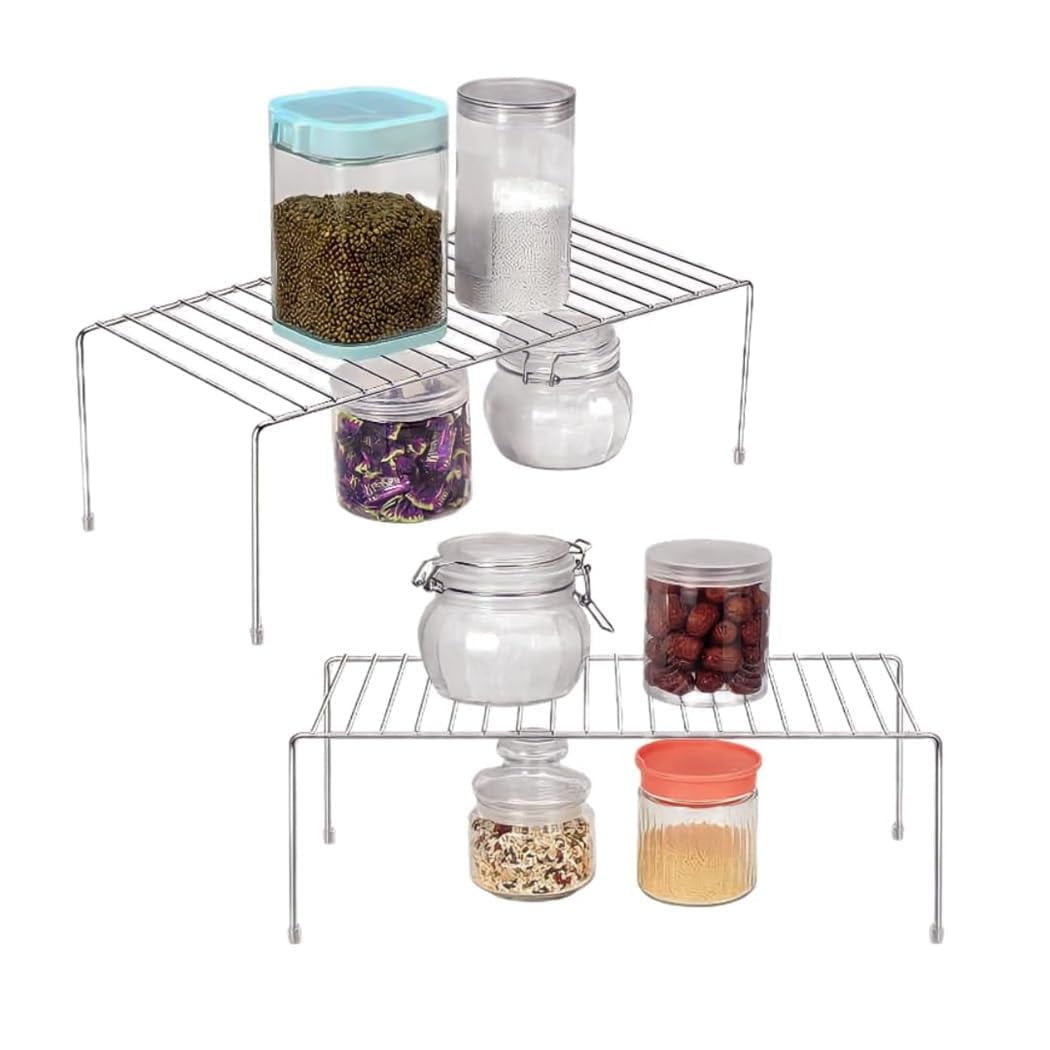 Namani Pack of 2 Stainless Steel Dish Rack Stackable Kitchen Cabinet ...