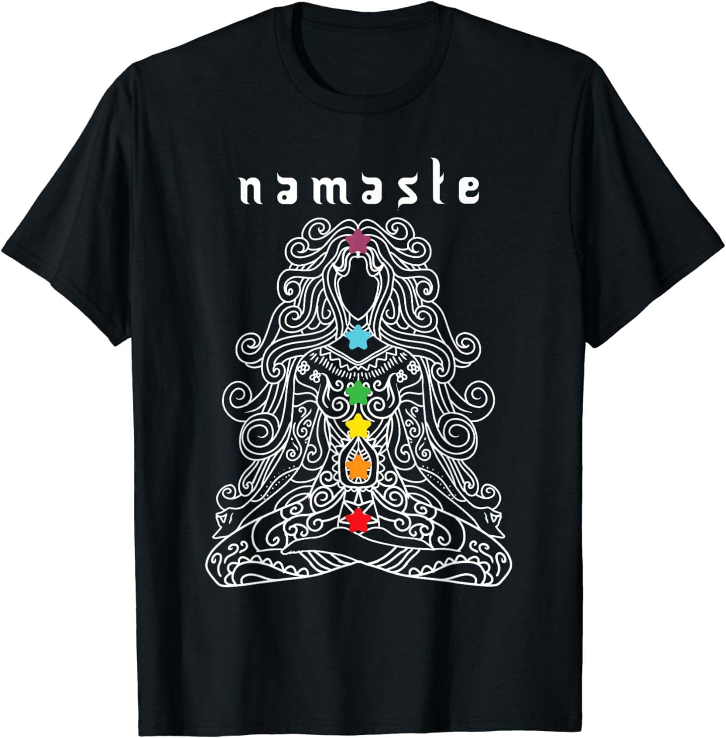 Namaste Design Yoga Pose with Chakra Awesome Gift T-Shirt - Walmart.com