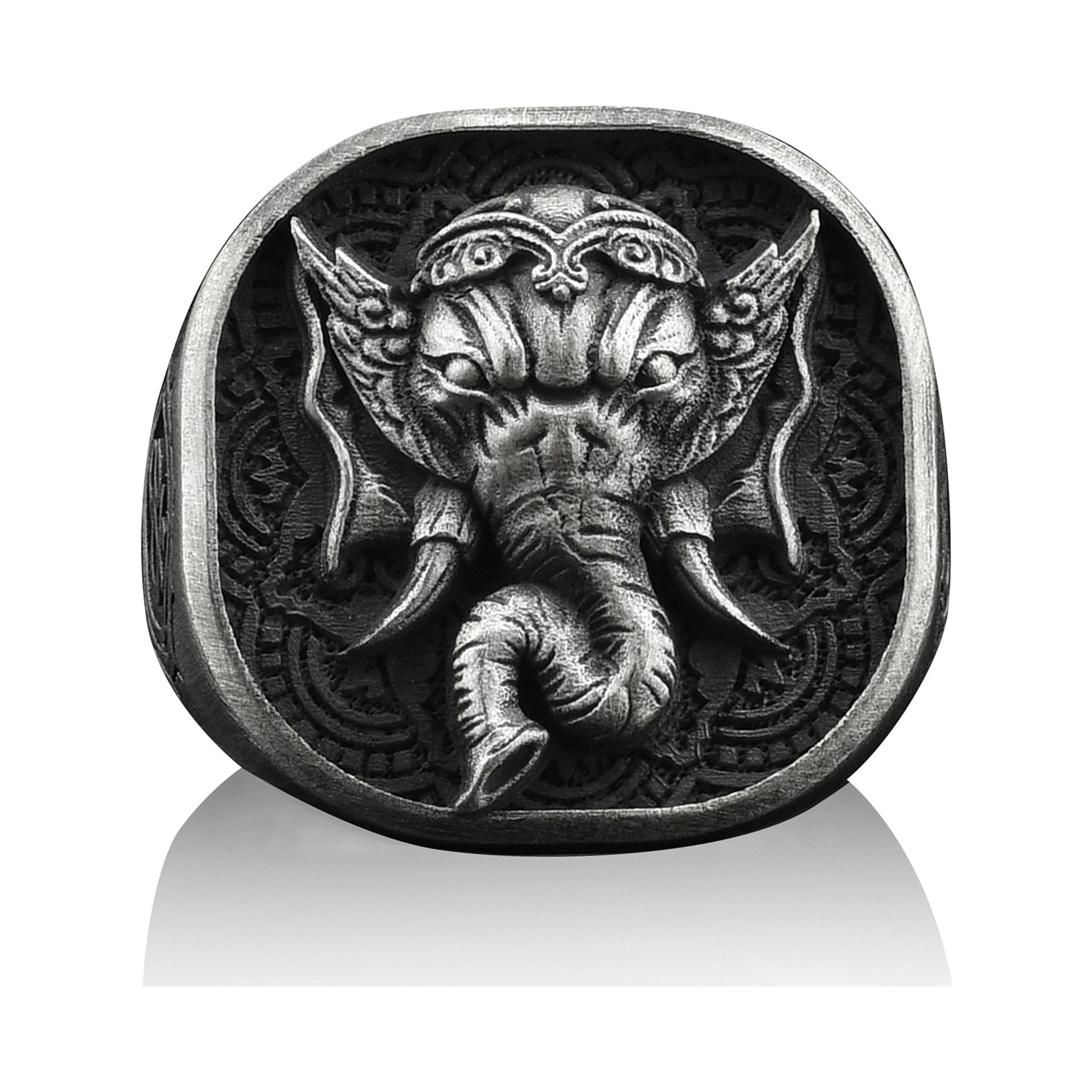 Namaste Elephant Handmade Sterling Silver Men Signet Ring, Elephant ...