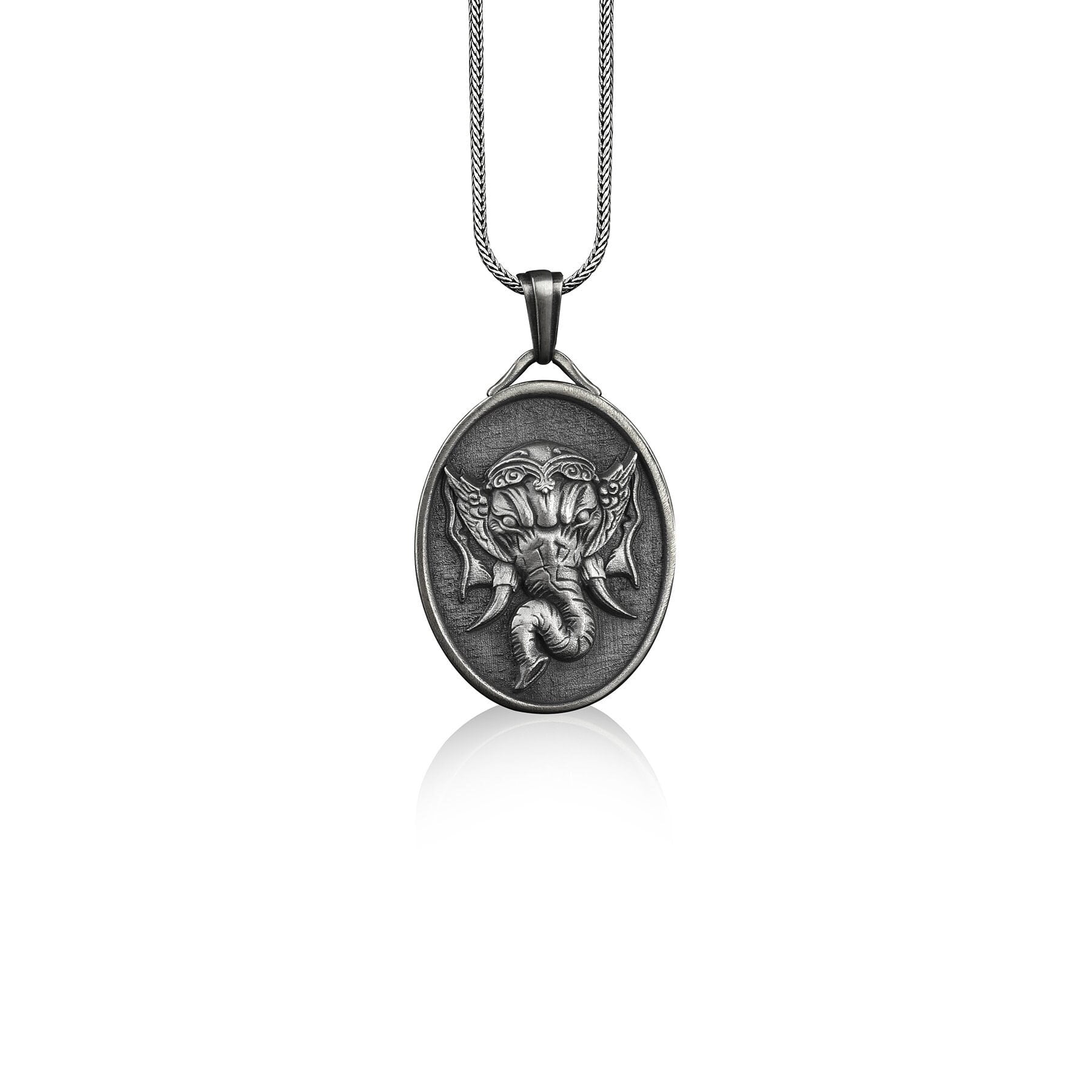 Namaste Elephant Silver Oval Medal, Sterling Silver Charms Spritual ...