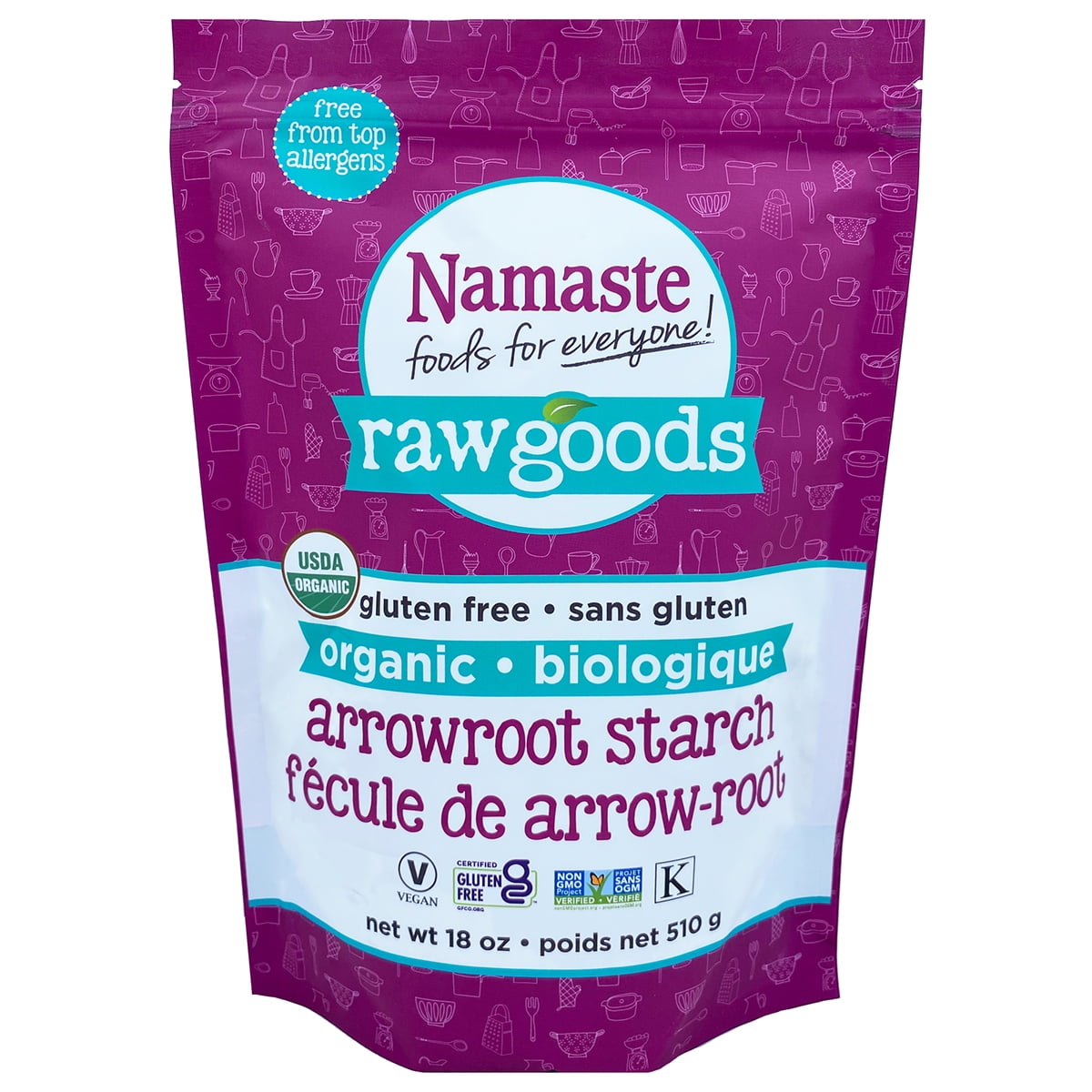 Namaste Foods Raw Goods, Gluten Free, Organic Arrowroot Starch, 18 oz ...