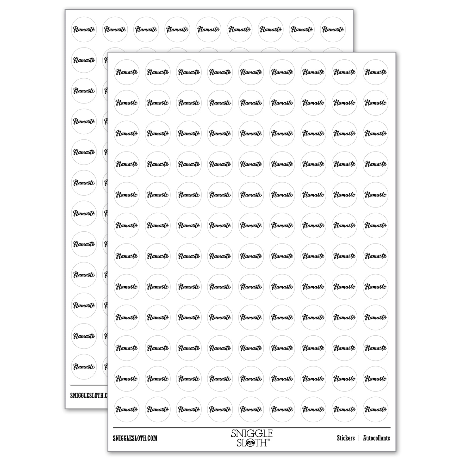 Namaste Script Font 200+ Round Stickers - White - Matte Finish - 0.50 ...