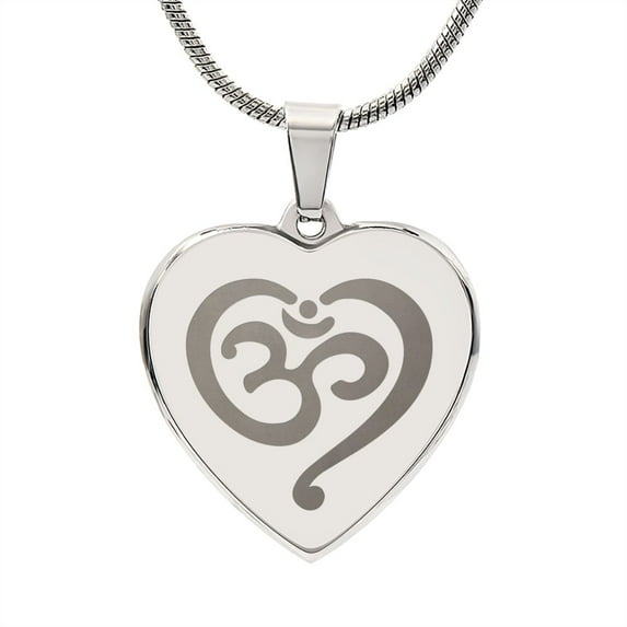 Namaste Symbol Engraved Heart Necklace Stainless Steel or 18k Yellow ...