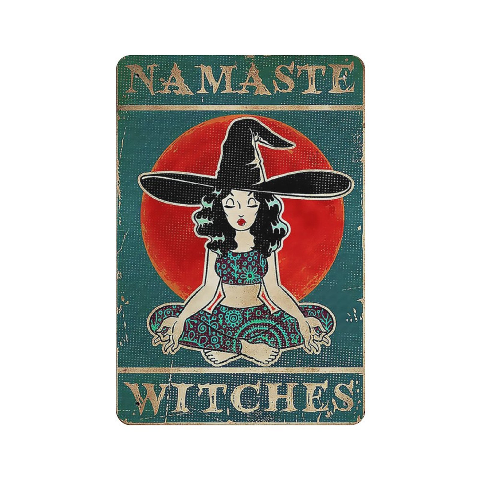 Namaste Witches tin sign, Halloween Wall Decor, Witches Decor, Yoga tin ...