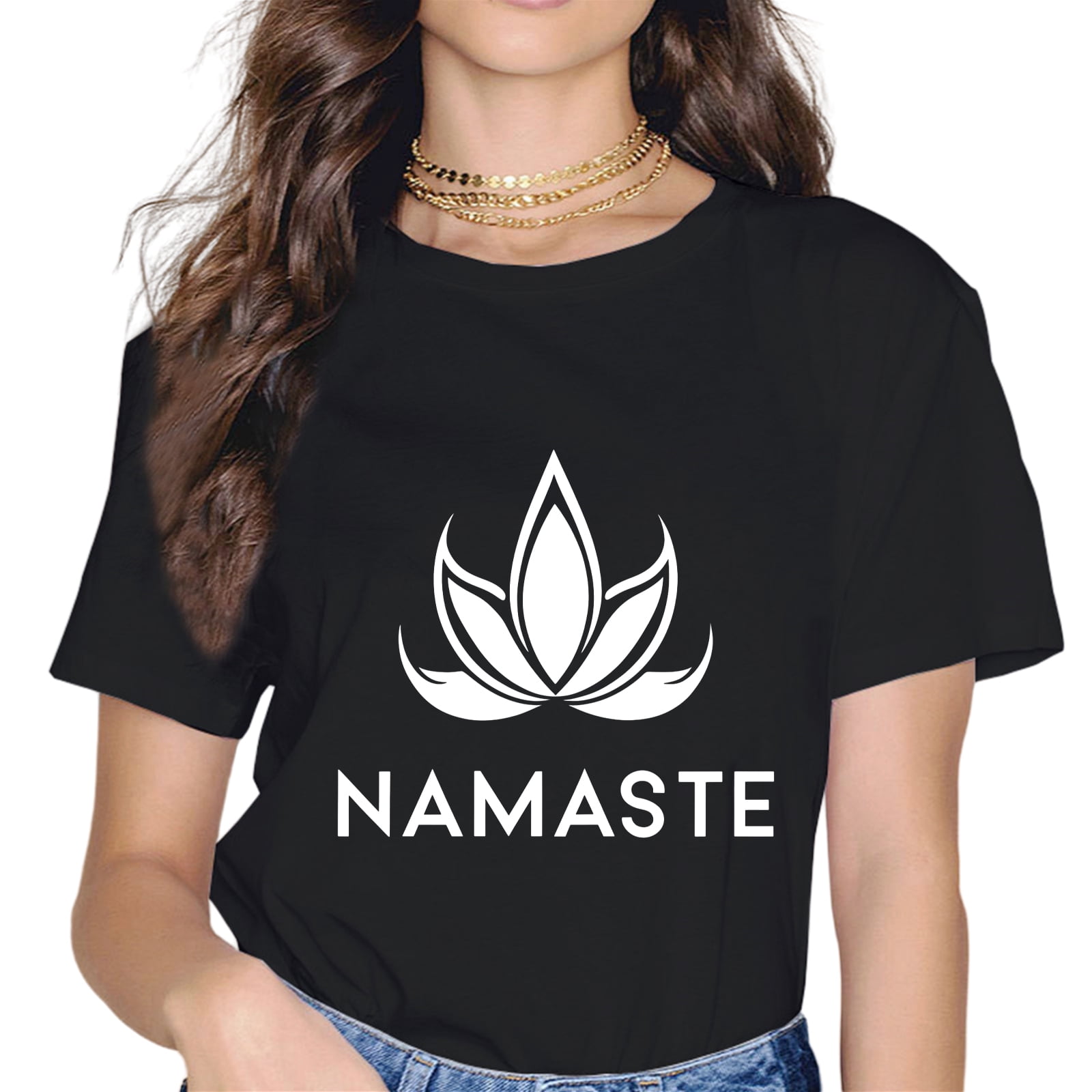 Namaste Yoga Poses Zen Fitness Women Workout Wear T-Shirt - Walmart.com