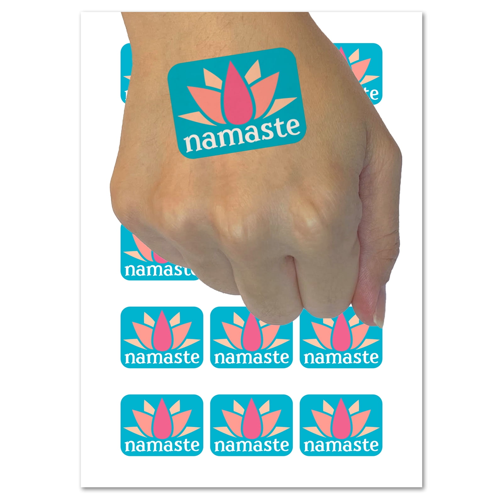 Namaste with Lotus Flower Yoga Water Resistant Temporary Tattoo Set ...