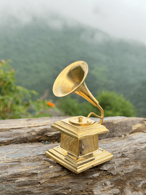 NamasteHimalayas Handcrafted Brass Mini Gramophone – Vintage Music ...