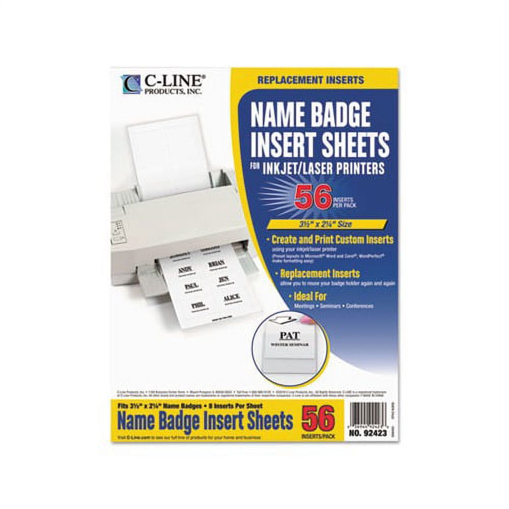 Name Badge Inserts 3 1/2 x 2 1/4, White, 56/Pack - Walmart.com