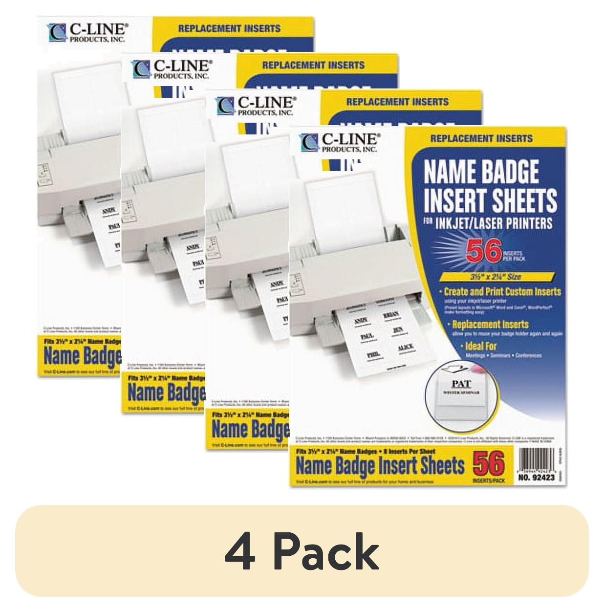 (4 pack) Name Badge Inserts 3 1/2 x 2 1/4, White, 56/Pack - Walmart.com