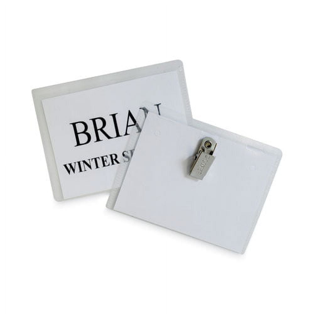Name Badge Kits, Top Load, 3 1/2 X 2 1/4, Clear, 50/box | Bundle of 10 ...