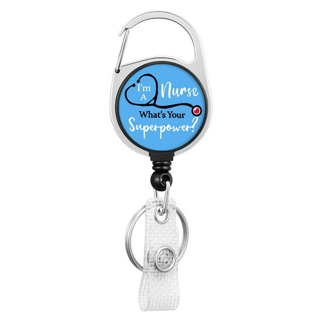 Name Badge Reel ID Tag Holder Doctor Nurse Retractable Work Card Clip ...