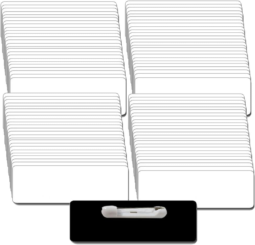 Name Badges with Pin Fasteners UNATTACHED - 100 Pack Kit Includes ...
