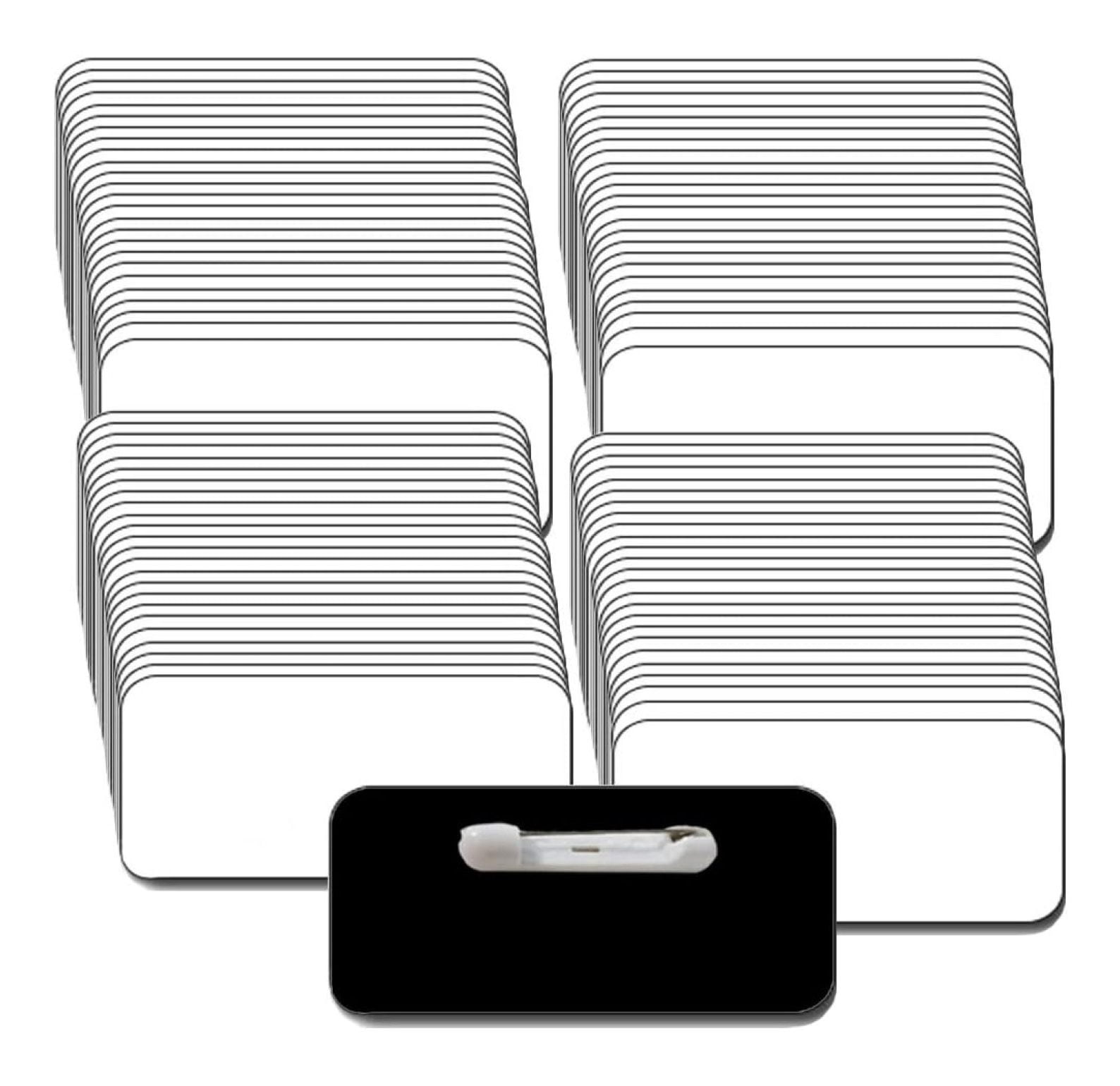 Name /Badges and Pin Fasteners Unattached - 100 Pack Bulk White/Black ...