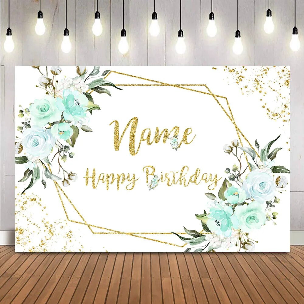 Name Happy Birthday Customize Backdrop Pink Floral Decoration Supplies ...